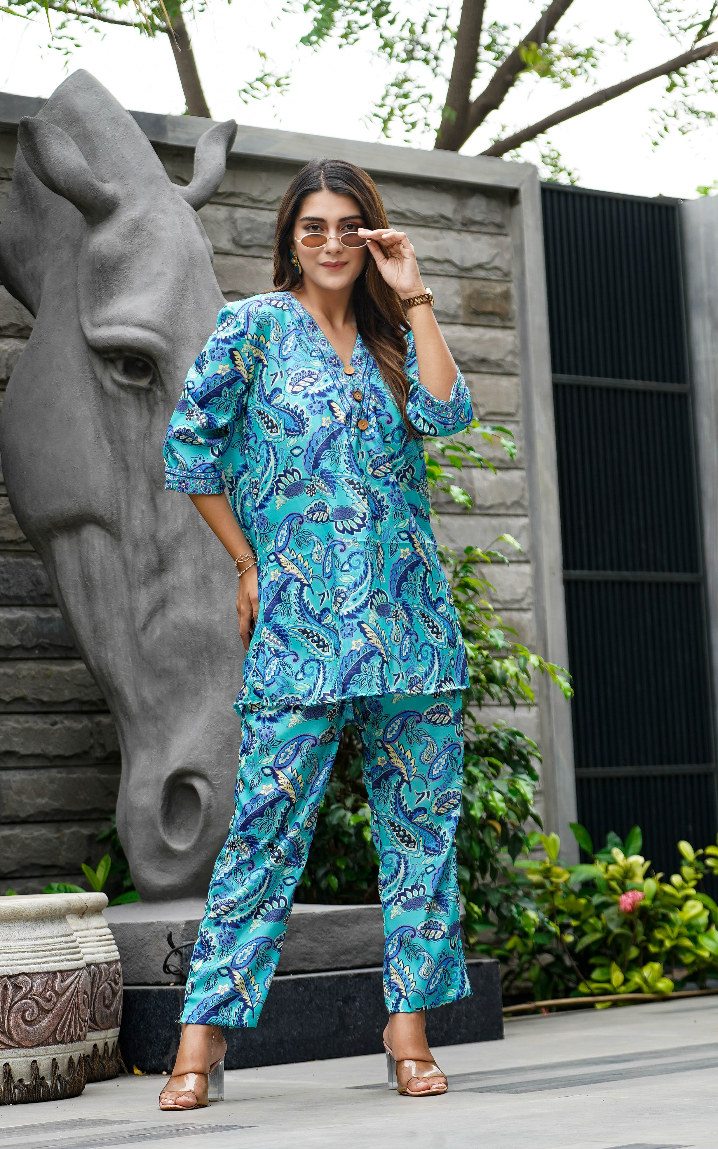 PEACOCK SATIN CO-ORD SET – sutraclothings