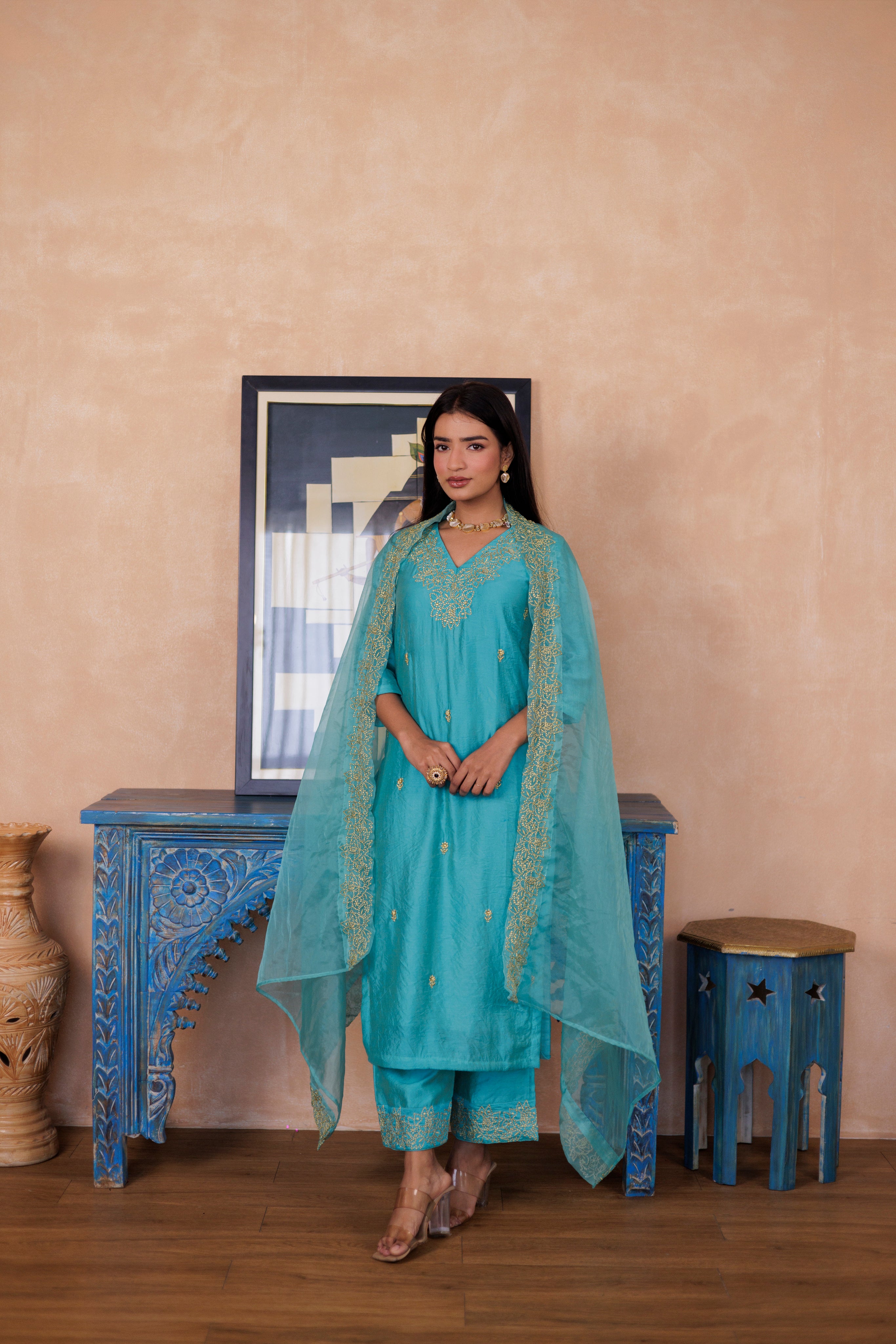 TURQUOISE RANI SUIT SET – sutraclothings
