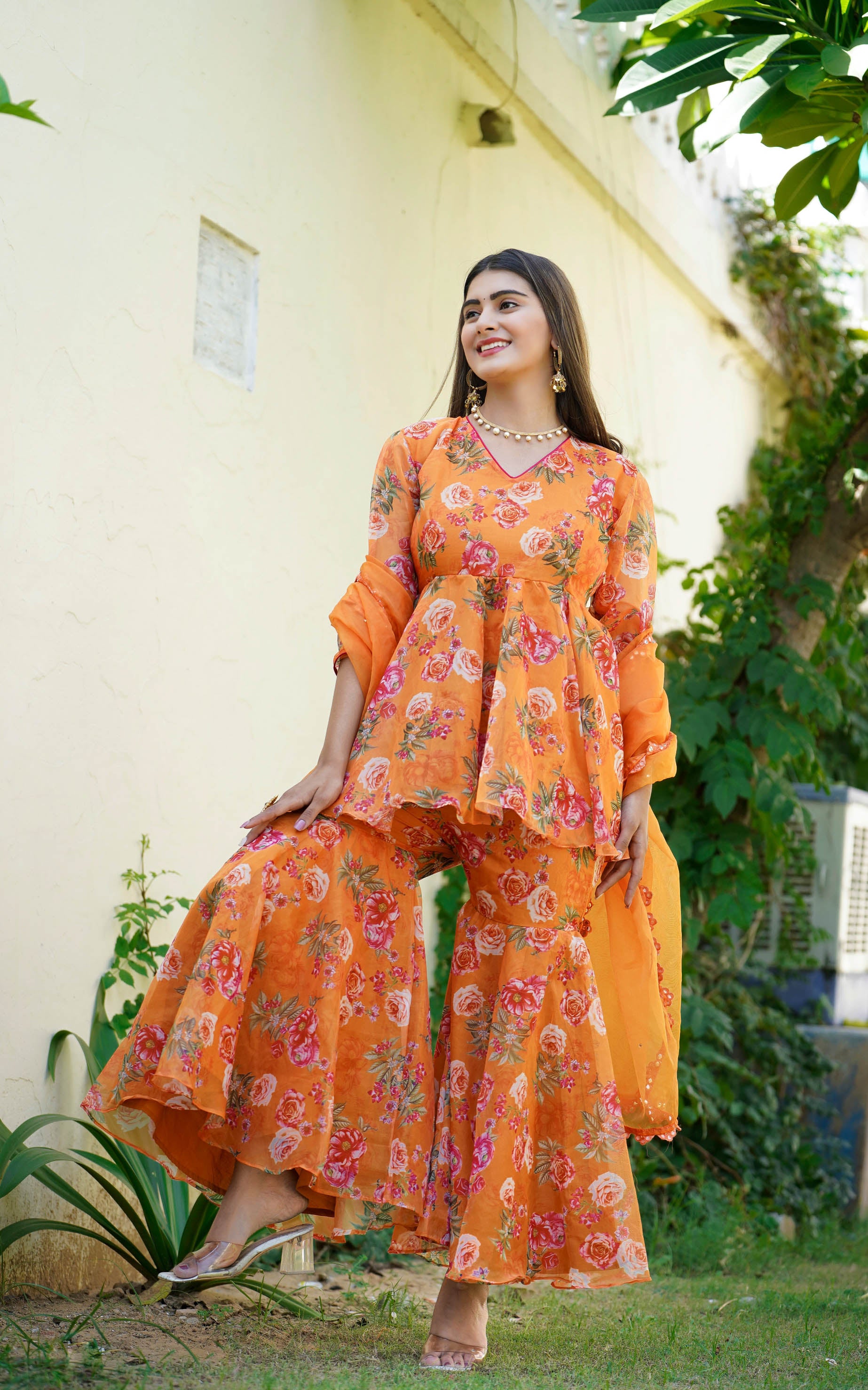 Orange Sharara Set – sutraclothings
